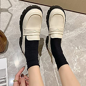 Women Casual Shoes Fashion Spring New Casual Retro Style Comfortable Square Heel Thick Heel Slip On Shoes Dressy Flip White