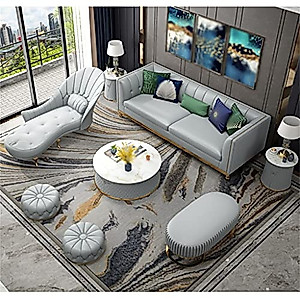 FZZDP Postmodern Hong Kong Style Leather Sofa Three-Piece Apartment Sofa Living Room Furniture