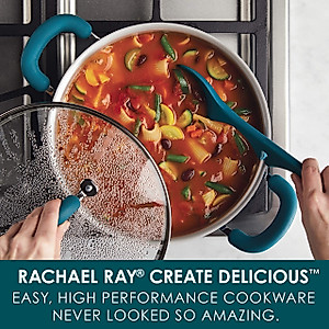 Rachael Ray Create Delicious Nonstick Stock Pot/Stockpot with Lid - 6 Quart, Blue