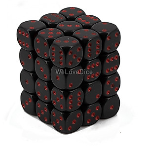 Chessex Dice FBA_25818 Chessex Opaque 12mm d6 Black w/Red Dice Block 36 Dice, Black/Red