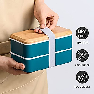 PARACITY Bento Box for Adults/Kids, Stackable Japanese Bento Lunch Box, Large Capacity Dishwasher Safe Lunch Container with PC Lid, Includes Sauce Cup, 2*Divider, Cutlery, Food-Safe