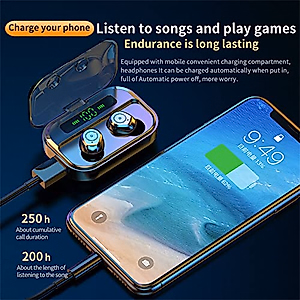 Bluetooth 5.0 Wireless Earbuds with Charging Cable,TWS-Headphones Mini Stereo Ipx7 Waterproof Long Time Play Earphones,True Wireless Bluetooth Earbuds for Business/Sport (01 Black)