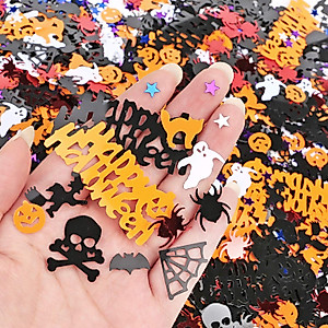 Konsait 2000+pcs Halloween Confetti Table Confetti Table Scatter Pumpkins Spiders Bats Witches Spider Webs Star Cat Ghost Halloween Skull Confetti for Halloween Party Favor Decorations Supplies
