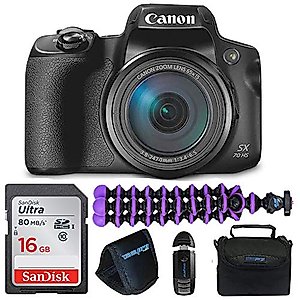 Inspiring PowerShot SX70 HS Digital Canon Camera w/16 GB Memory Card, Octopus Tripod and Other Accessories (Renewed)