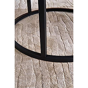 Modern Nesting Coffee Table Set of 2 for Living Room, Office, Balcony, Mid Century Round Wood Accent Coffee MDF Faux Marble Tabletop w/Black Color Frame, Gift for Thanksgiving Christmas -White