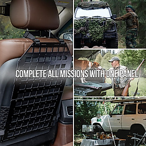 OneTigris Molle Seat Back Organizer, Tactical Rigid MOLLE Car Panel, Fiberglass Universal Car Seat Cover Back Seat Organizer for Vehicles Trucks Cars Mount Rack for Modular Storage & Display