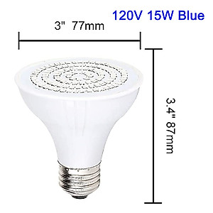 Blue LED Spa Light Bulb 120v 15W 1500 Lumen Endless Dark Ocean Blue Par20 Swimming Spa Bulb for Pentair and Hayward Spa System E26 Base