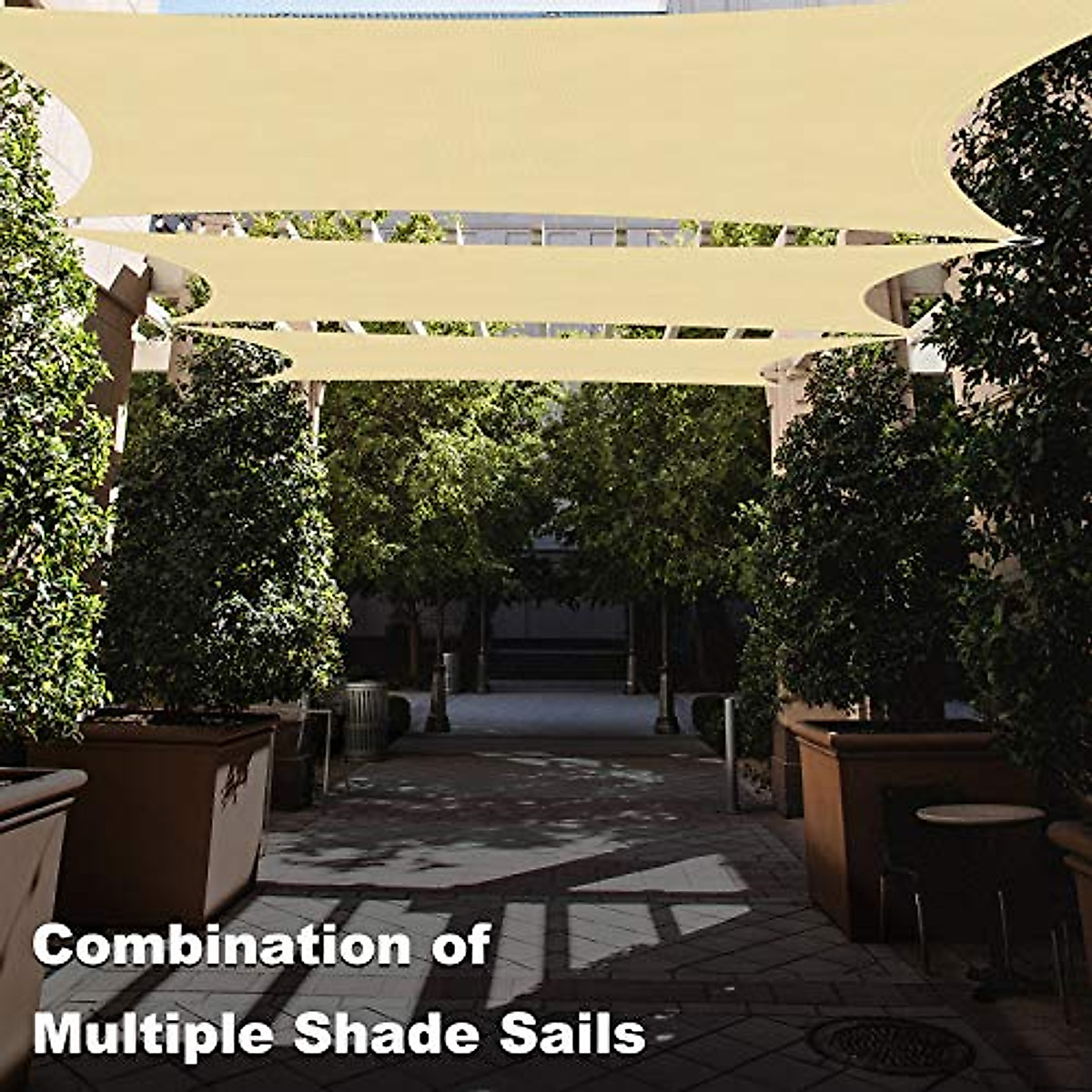 Amazmic Sun Shade Sail Rectangle 10'x10' UV Block Waterproof Canopy Outdoor Activities Patio/Garden/Backyard/Swimming Pools/Carports, Beige