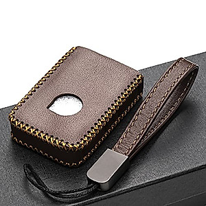 Vitodeco Genuine Leather Smart Key Fob Case Compatible with Volvo XC40, XC60, XC90, S90, S60, V60, V90 2019-2023 (4-Button, Brown)