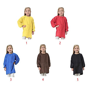 Kakalote Kids Art Smocks, Children Water Proof Artist Painting Aprons Long Sleeve with Pocket for Classroom,Kitchen, Community Event, Crafts & Art Painting Activity(Black,Size:M)