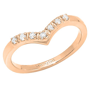 Dazzlingrock Collection 0.10 Carat (ctw) Round White Diamond 7 Stone Chevron Wedding Ring for Her in 14K Rose Gold Size 6