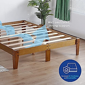 Olee Sleep Smart Wood Platform Bed Frame, Queen, Light Brown