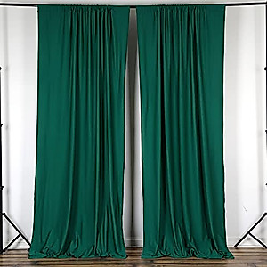 Efavormart 2 Pack | Hunter Emerald Green Fire Retardant Scuba Polyester Curtain Panel Backdrops Wrinkle Free with Rod Pockets - 10ftx10ft