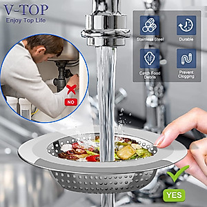 Kitchen Sink Drain Strainer, 4 Pack Stainless Steel and Black Mesh Sink Strainer for Kitchen with Large Wide Rim 4.5" Diameter, Sink Filter Strainer with 3" Basket Sink Food Catcher