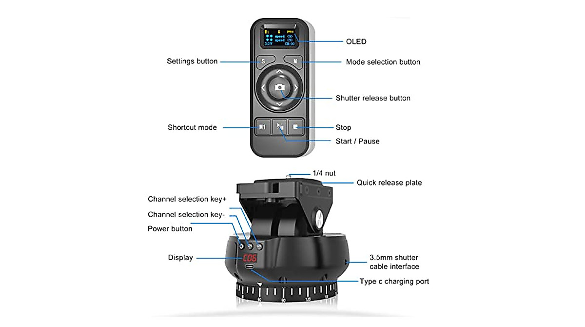 Motorized Pan Tilt Head: 360° Remote Control for Camera & Phone