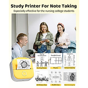 Ponek T02 Pocket Sticker Printer - T02 Black On White Self-Adhesive Paper, Thermal Paper 50mm x 3.5m, 3 Rolls, Keep for 10 Years,T02 Gree Mini Sticker Printer for Journal, Notes, Memo
