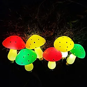 AUSAYE Solar Mushroom Lights, Garden Outdoor Decor Stuff, 8 Modes Waterproof Mushroom Night Light for Garden Pathway Landscape Yard Easter Pathway Halloween Xmas Decorations 6 Mushrooms