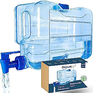 Water drink dispenser for fridge. 1.5 Gal. Pitcher Refrigerator. Reusable PETG plastic bottle with faucet, spigot. Pur water jug. Tank for drinks, cocktails, juice. Zero BPA.beach, camping. (1.5Gal)