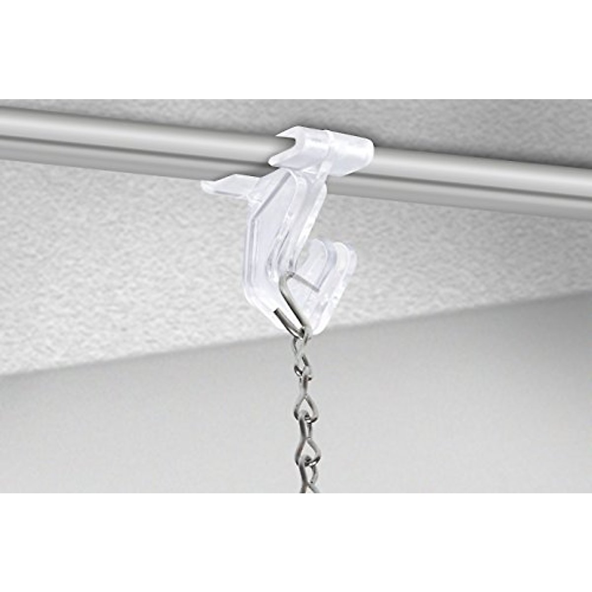 GlossyEnd Pack of 100 - Crystal Clear Hinged Polycarbonate Ceiling Hooks for Drop-Ceiling T-Bars, Holds up to 15 lbs. 1" W x 1 ½"H