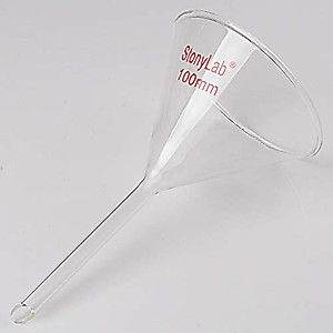 stonylab 1-Pack Glass Funnel, Heavy Wall Borosilicate Glass Funnel, 100mm Diameter and 100mm Stem Length