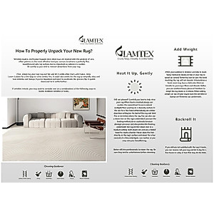 Glamtex 5x8 Cream Area Rug, Outdoor Rug, Modern Geometric Lines Textured Rug, Abstract Area Rug, Waterproof Bedroom Rug Sofa Rug for Living Room