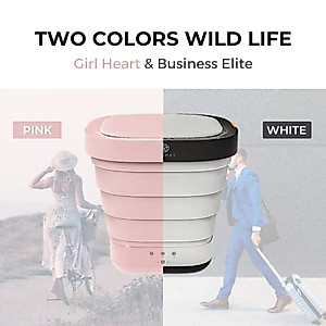 BLOOMBY Mini Portable Washing Machine & Dryer - Convenient 2-in-1 Portable Energy Saving Clothing Washer - For Small Delicates, Underwear, Socks & Baby Clothes (Grey/White)