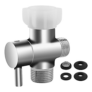 Bidet T Adapter, Metal T Valve for Bidet, Leakproof 3 Way Tee Connector Bidet Attachment for Toilet, Brass Metal T-adapter with Shut Off Valve, 7/8” X 7/8” X 1/2”
