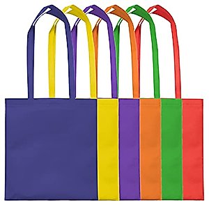 Reusable Grocery Bag - 25 Pack Reusable Multi Color Fabric Thank You Totes with Handles for Shopping, Retail Stores, Boutiques, Merchandise, Children's Gifts, Events, Kids Parties - 15x16