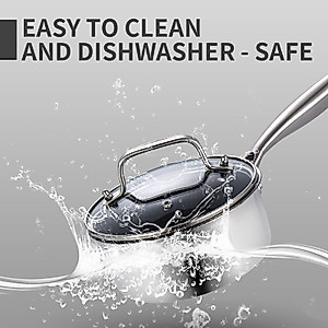 LOLYKITCH 1.5-2.5 QT Hybrid Tri-Ply Stainless Steel Saucepan Set with lids,Sauce Pots,Induction Pots and Pans Set,Anti-Scratch,Dishwasher and Oven Safe.