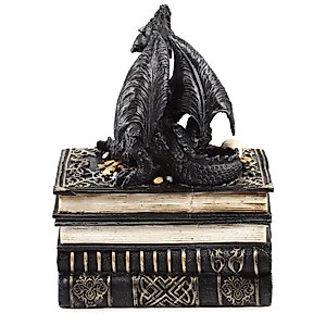 Forged Dice Co. Dragon Treasure Book Dice Box with Custom Foam Insert - Container Displays 7 Individual Dice or Holds 8 Complete Polyhedral Dice Sets 56 Total Dice - Storage for DND RPG Tabletop Dice