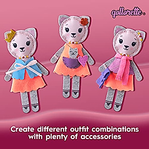 qollorette Felt Craft Kit - Make Your Own Kitty Toy and Friend - Beginner Sewing Kit for Kids, Learn to Sew & Play