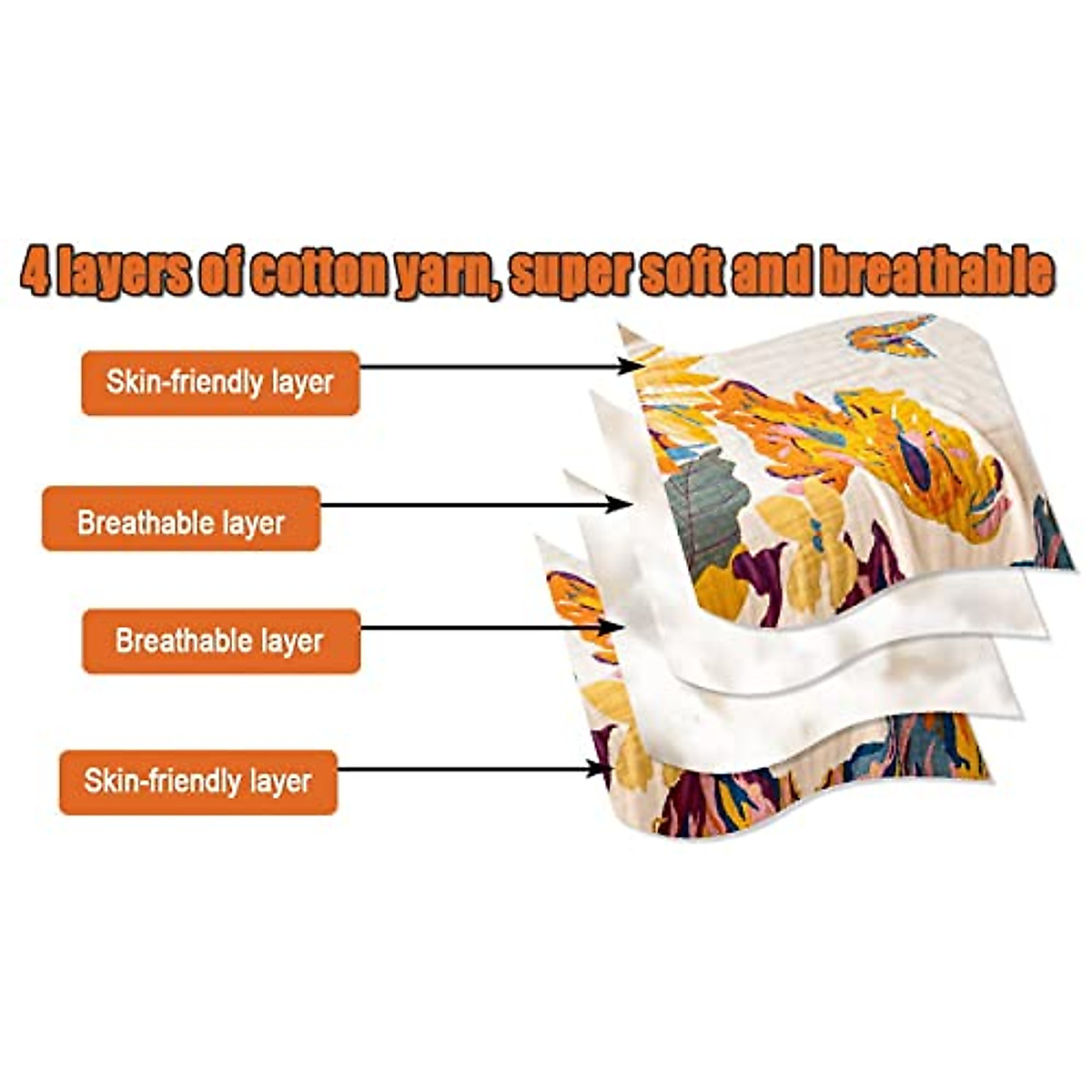 MSGKV Boho Throw Blanket 60''x80'' 100% Cotton Blanket for Bed Picnic Blankets Soft Blanket Light Weighted Blanket Muslin Blankets Double Sided Blanket for Bed Couch Living Room