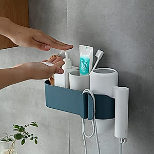 Multifunctional Hair Dryer Bathroom Toilet Toilet Storage Rack Hanger Hair Dryer Shelf Hair Dryer Rack (Blue)