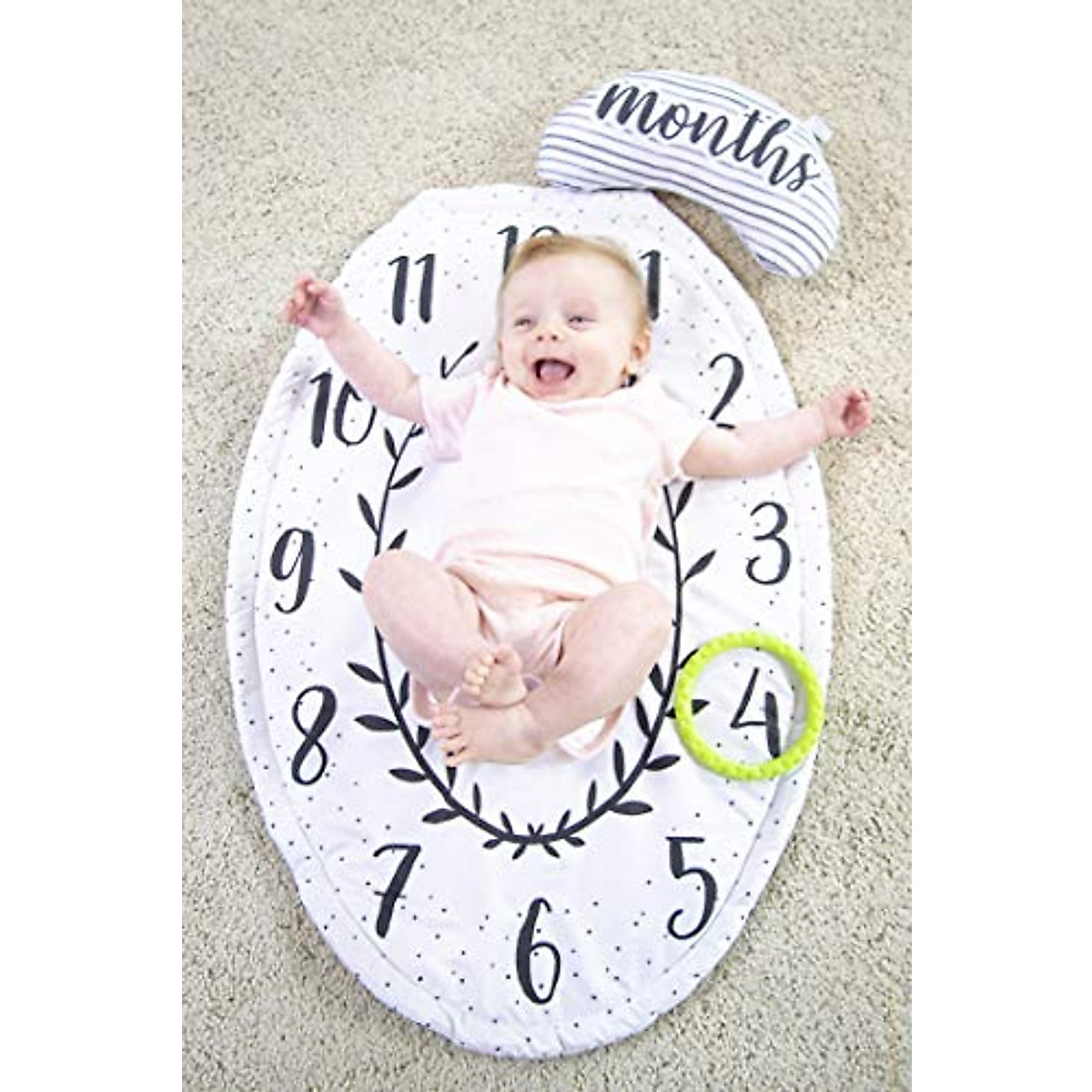 Sassy Tummy Time Play Mat with Large Mirror, Cushioned, Reversible Support Bolster, and Teething Ring, Age 0+
