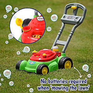 Maxx Bubbles Deluxe Bubble Lawn Mower Toy – Includes 4oz Bubble Solution | Outdoor Bubble Machine for Kids | Easy to Use, No Batteries Required | Amazon Exclusive, Red – Sunny Days Entertainmen