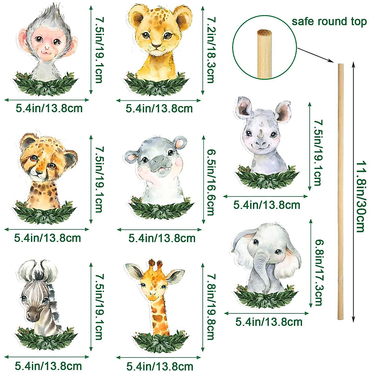 24Pcs Safari Centerpiece Sticks, Jungle Animals Baby Shower Party Decorations Table Toppers for Boys Kids, Safari Themed Party Supplies, Wild One Birthday Party Decorations