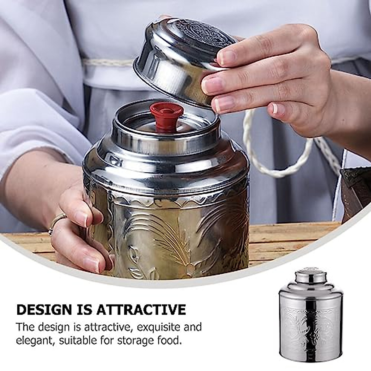 Terrarium Tea Canister Tea Sealing Jar Stainless Steel Tea Canister Tinplate Storage Canister Food Storage Container for Loose Tea Coffee Bean Sugar Salt (50g) Decaf Coffee