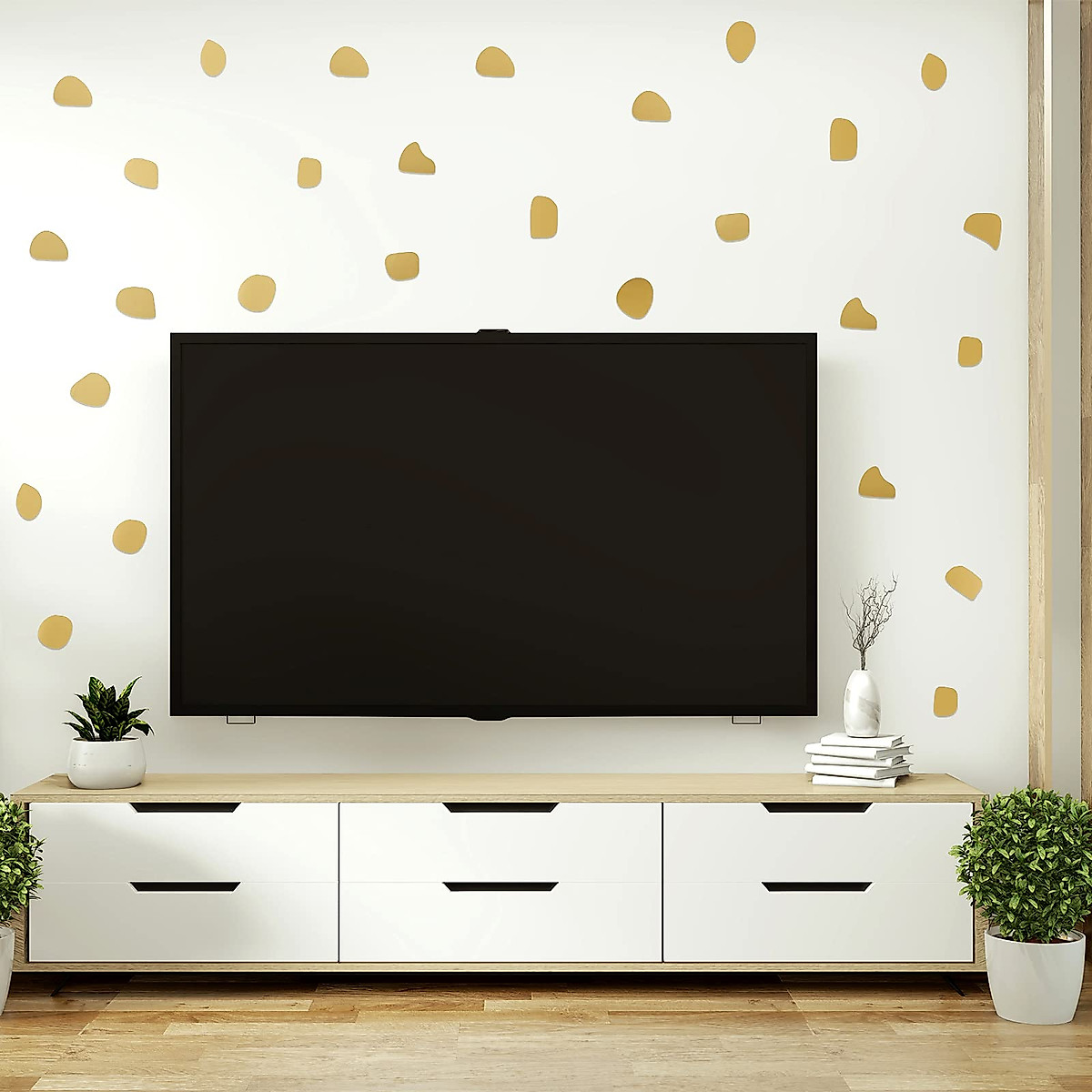 500 Pieces Irregular Polka Dots Boho Wall Decal Vinyl Nursery Wallpaper Sticker Wall Decor Peel and Stick Dot Wall Sticker for Kids Baby Girl Bedroom Home Classroom Decoration (Gold)