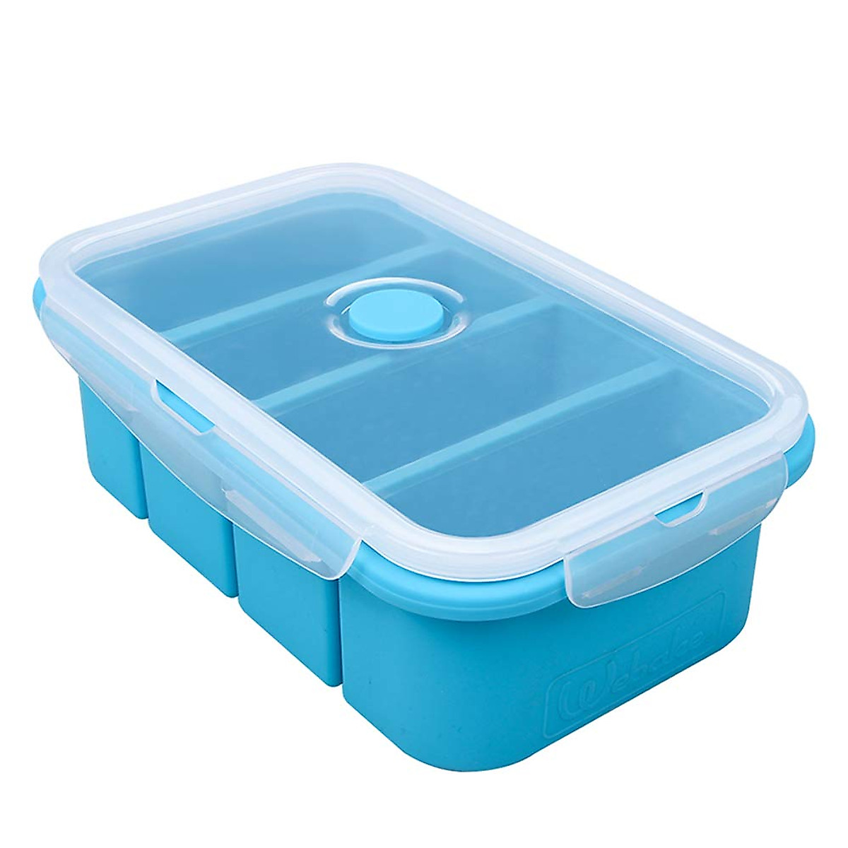 Webake Silicone Freezer Tray with Lid, Food Storage Container, 1 Cup Portion, Ice Cube Tray for Soup Sauce Meal Prep, BPA Free