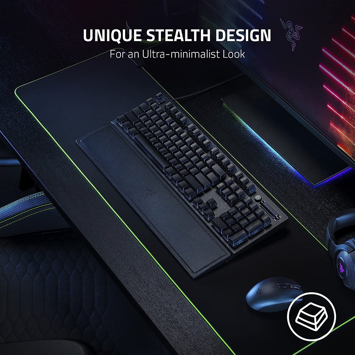 Razer Phantom Keycap Upgrade Set: Unique Stealth Design - Translucent Sides - Bottom-Lasered Legends - Keycap Removal Tools & Stablizers - Universal Compatiability - Black