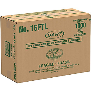 Dart 16FTL White Lift 'n' Lock Plastic Lid for Foam Cups and Containers, (Case of 1,000)