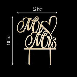 Mr and Mrs Cake Topper, Bride and Groom Sign Wedding, Engagement Cake Toppers Decorations (Mirror Gold Acrylic)