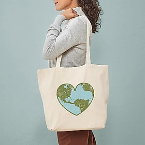 CafePress Earth Love Tote Bag Natural Canvas Tote Bag, Reusable Shopping Bag