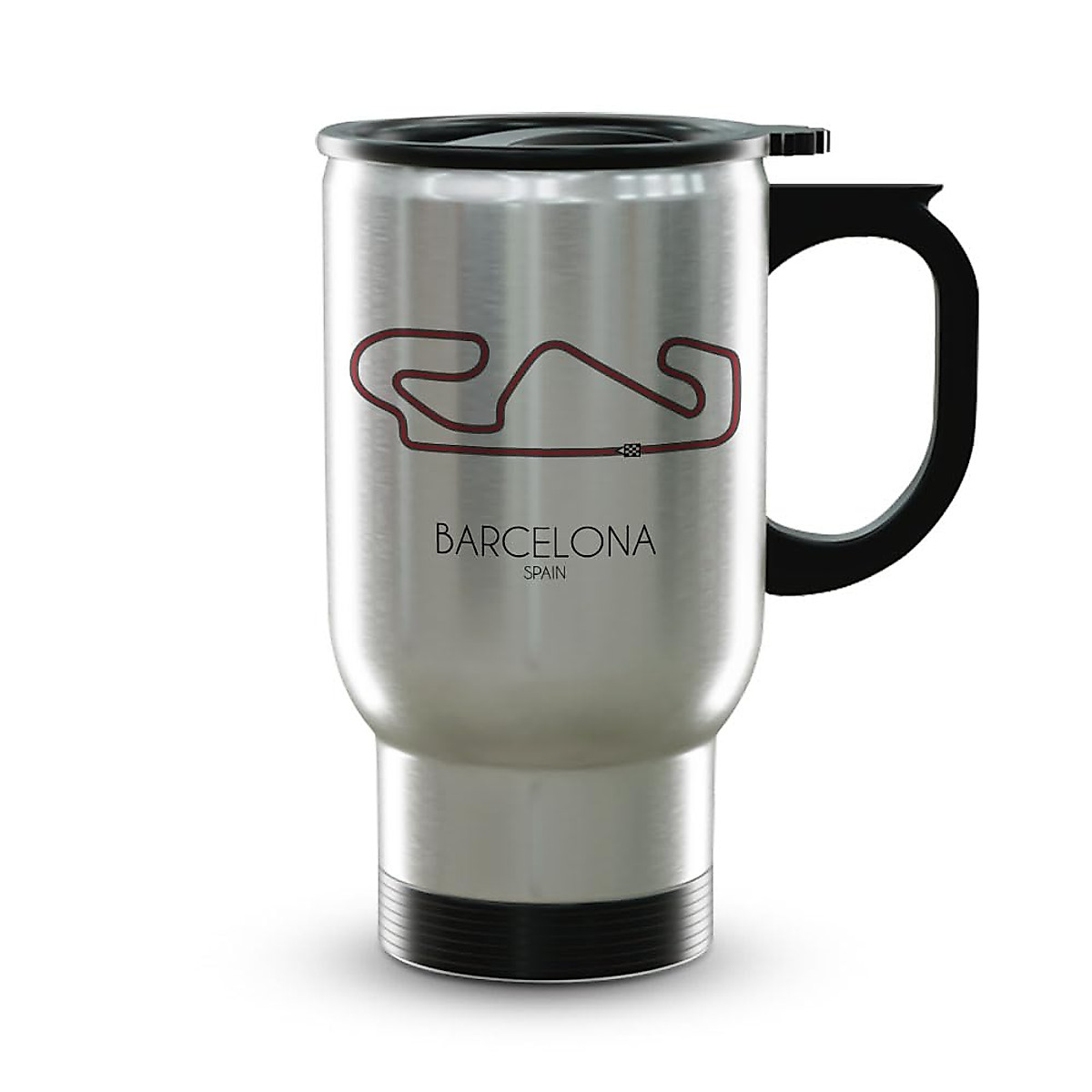 Barcelona Trail Coffee Mug , Barcelona Spain F1 Coffee Mugs , Spain F1 Course Map , Best F1 Course Map Sporting , 14oz Travel Steel Mug F1 Map , F1 Gifts for Him & Her , Barcelona Mugs Souvenirs