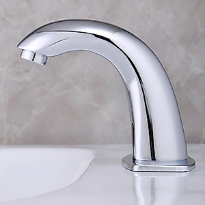 HHOOMMEE Commercial Automatic Sensor Touchless Bathroom Sink Faucet, Motion Activated Hands-Free Basin Tap with Mixer Valve Control Box and Deck Plate