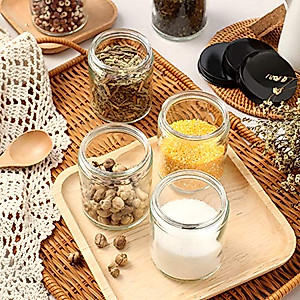 12 Pack, 8 OZ Thick Glass Jars with Lids, Clear Round Candle Jars with 12 Metal Lids & 12 Plastic Lids - Empty Food Storage Containers, Canning Jar For Spice, Powder, Liquid, Sample - Dishwasher Safe