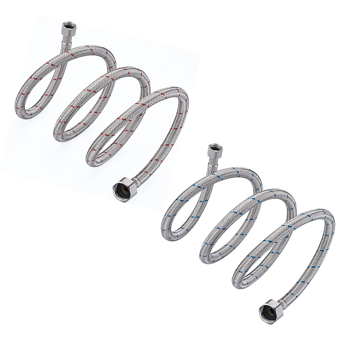 sumerain 48 Inch Length Faucet Flexible Hose 1/2-inch FIP x 3/8-inch Compression Braided Stainless Steel Supply Lines for Bathroom Faucet, Pack of 2