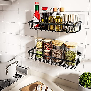 Alsonerbay Shower Organizer Bathroom Caddy for Shower, No Drilling Shower Shelf Baskets for Storage, Rustproof Metal Shower Rack, 2 pack, Matte Black