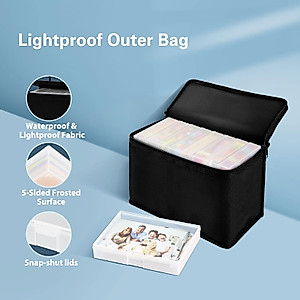 iBune Large 4x6 5x7 Photo Storage Box, 16 Inner Photo Cases Store up to 1800 Pictures, Photo Organizer with Zipper Cloth Bag, Cards Craft Keeper with Handle for Photo Cards Seed Storage, White