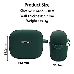 Soft Silicone Protective Case Cover Compatible with JBL Tune 130NC TWS True Wireless Earphones Shockproof Portable Cover with Carabiner（Black）